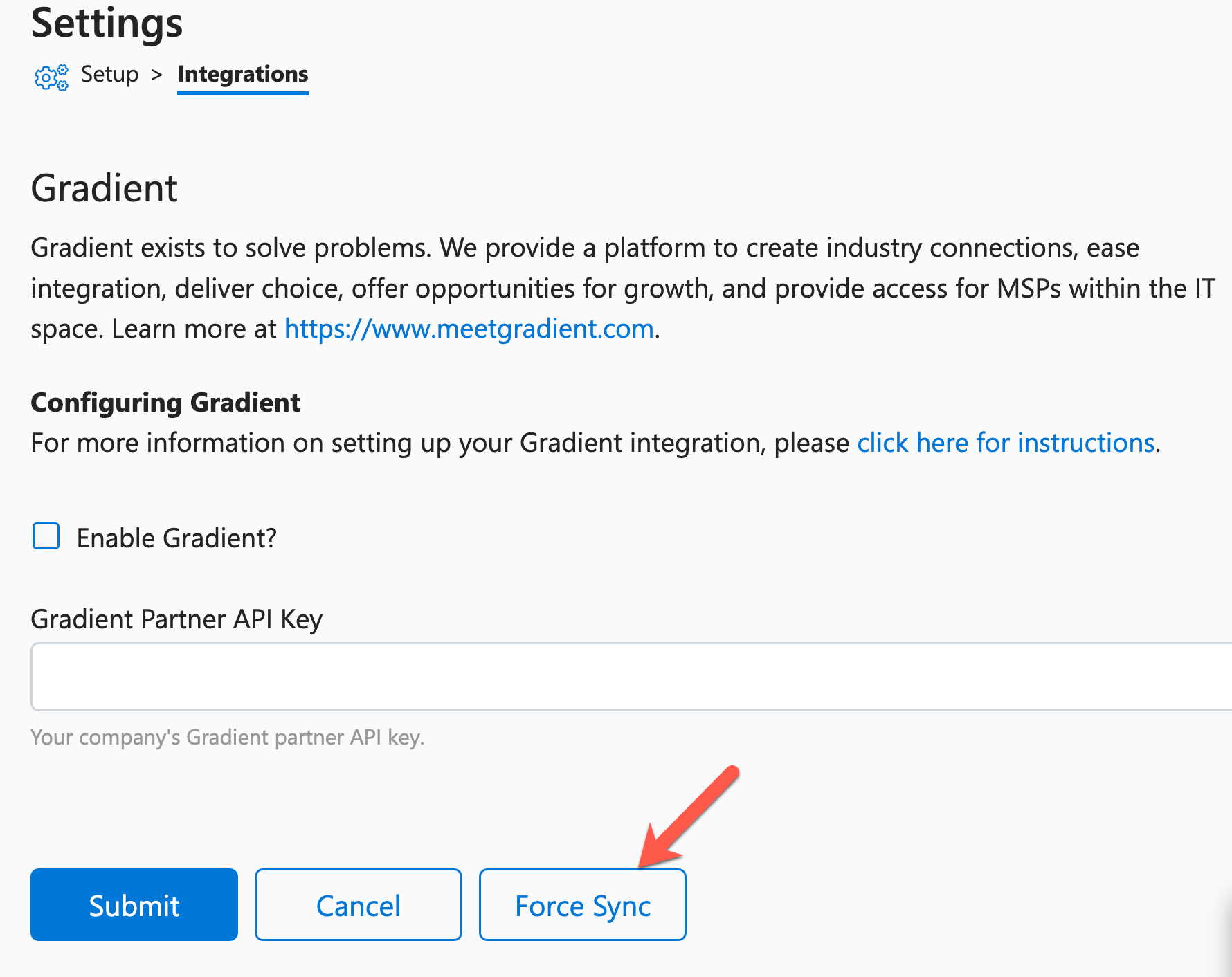 Setting Up The Gradient Msp Integration Cloudradial